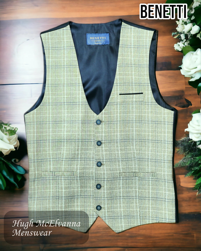 Benetti CHARLES Stone Tailored Waistcoat– Hugh McElvanna Menswear